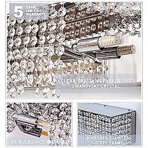 LUENFAT Crystal Bathroom-Light Fixtures Over Mirror, 24 in. Rectangular, Glam Mordern Style, Stainless Bathroom Vanity-Light Fixture with Sparking Clear Crystals