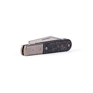 LionSTEEL Barlow Traditional Gentlemen’s Folding Pocket Knife, Collector Quality Folder for EDC, Titanium Bolsters, M390 Steel, Made in Italy (Clip Point, Blue Carbon Fiber)