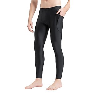 UPF 50+ Men's Surfing Leggings Sun Protection Swimming Pants(6011black-L)