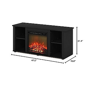 Furinno Jensen Entertainment Center Stand with Fireplace for TV up to 55 Inch, Americano, Corded Electric, Adjustable