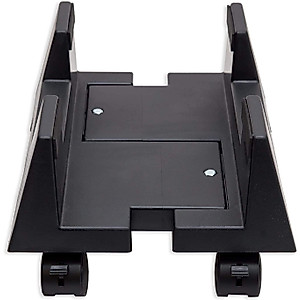 CPU Stand Mobile Desktop Tower Computer Floor Stand Rolling Caster Wheels Adjustable Width Universal PC Computer Holder Cart with 4 Caster Wheels (Black-B)