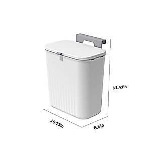Hanging Trash Can with Lid, Kitchen Cabinet Door Hanging Trash Can,Cover Cabinet Trash Can,Reusable Door Hanging Trash Can,Under Sink Door Trash,for Can RV, Kitchen,Bathroom (White)