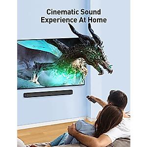 Sound Bars for TV, Wireless Bluetooth 5.3 Sound Bar TV Speaker, TV Audio 3 Equalizer Modes, Opt/AUX/ARC Connection, DSP Bass Stereo Audio with Remote Control, Wall Mountable for Home, TV, PC