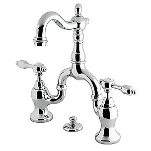 Kingston Brass KS7971TAL 4 3/4" in Spout Reach Bridge Lavatory Faucet with Brass Pop Up, Polished Chrome
