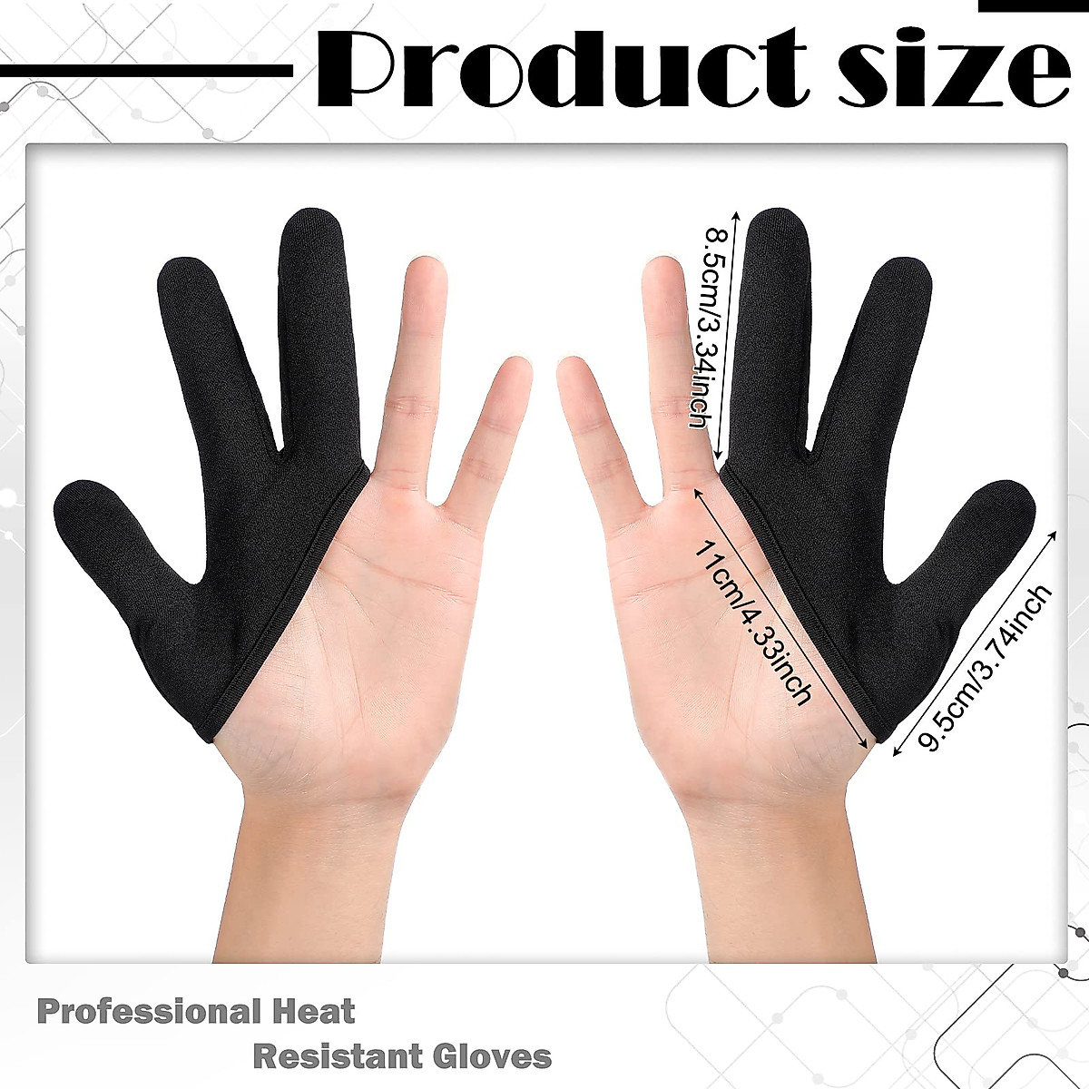 LOYIM 2 Pcs Heat Resistant Gloves for Hair Styling Curling Wand Glove 3 Finger Reusable Heat Gloves Dye Heat Protector Glove Mittens Protection Gloves for Barber Straightening