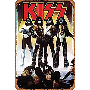 KISS - Love Gun Iron Painting Wall Poster Metal Vintage Band Tin Signs Retro Garage Plaque Decorative Living Room Garden Bedroom Office Hotel Cafe Bar
