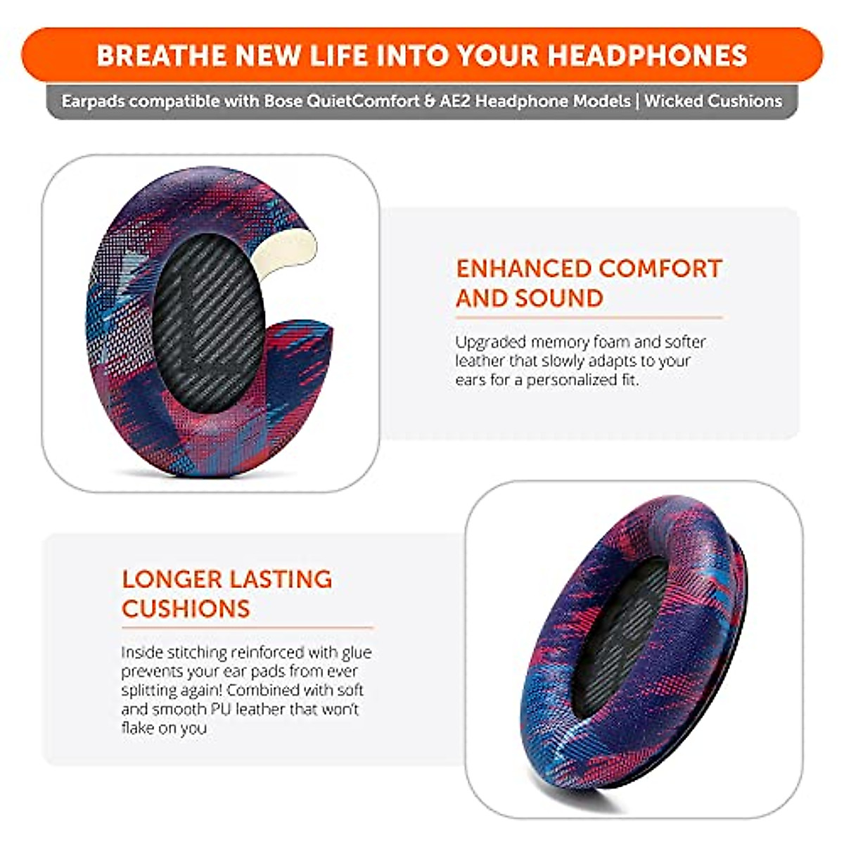 WC Wicked Cushions Replacement Ear Pads Compatible with Bose QuietComfort 35 (QC35) & QuietComfort 35ii (QC35ii) Headphones & More - Improved Comfort & Durability | (Speed Racer)