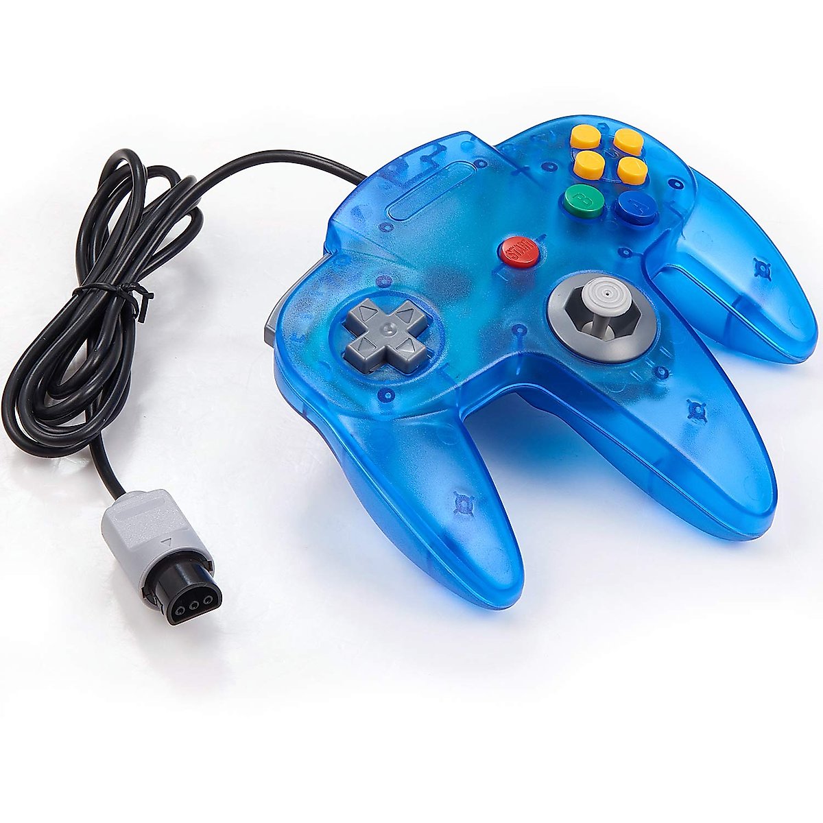 2 Pack Classic N64 Controller, kiwitatá Retro N64 Wired Joystick Replacement Game Pad Remote Controller for N64 Console Clear Blue