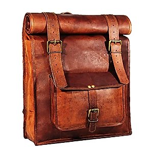 URBAN DEZIRE Men's Leather Vintage Roll On Laptop Backpack Rucksack knapsack college bag