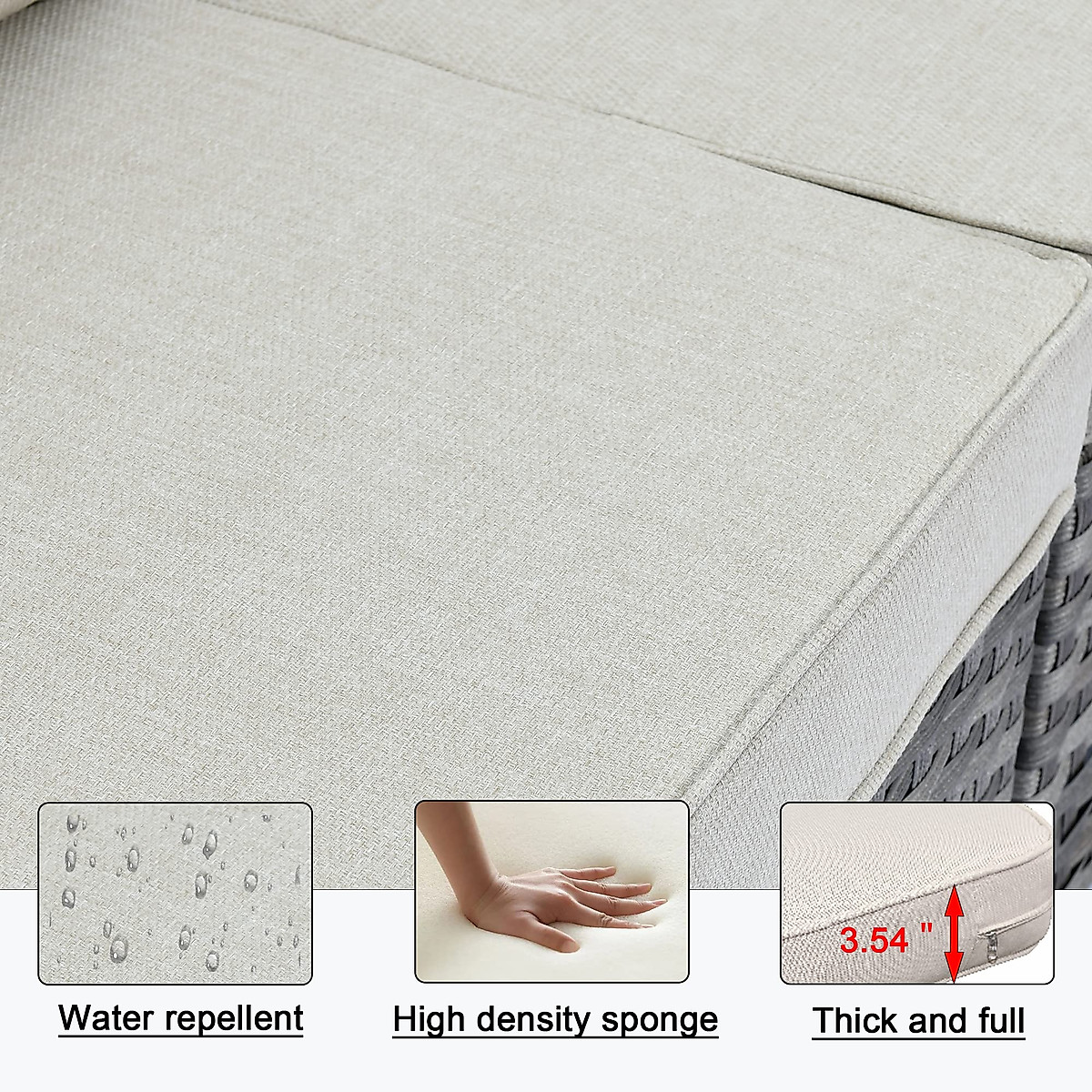 XIZZI Patio Furniture Sets Outdoor Sectional Sofa Swivel Rocking Chairs 9 PCS All Weather PE Wicker Conversation Couch and Matching Side Table,Beige