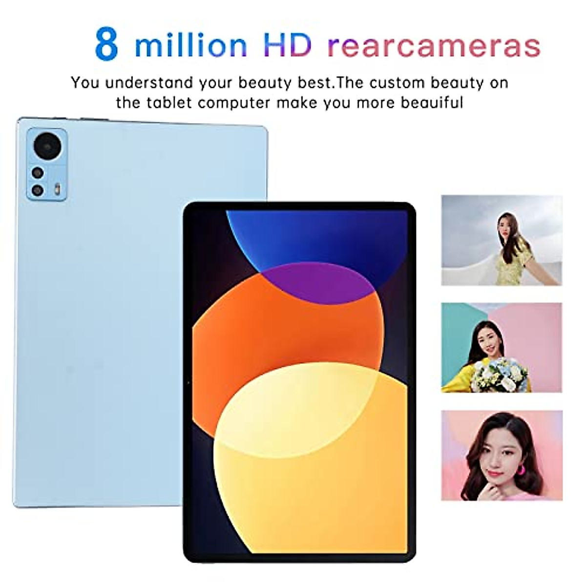 VINGVO 10 Inch Tablet, 100‑240V Tablet PC 8G RAM 128G ROM for Android 11 4G Network Call for Old Man (Blue)