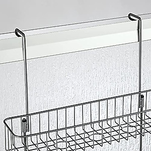 mDesign Extra Wide Metal Wire Over The Bathroom Shower Door Caddy, Hanging Storage Organizer Center with Built-in Hooks and Baskets on 2 Levels for Shampoo, Body Wash, Loofahs - Graphite Gray