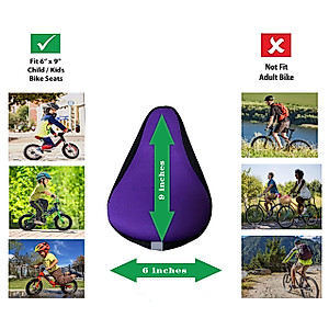 MI0512 Kids Bike Gel Seat Cushion Cover, 8x5 inch Child Bike Seat Cover Premium Comfortable Small Bicycle Saddle Pad (Violet)
