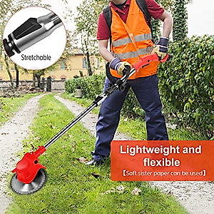 Cordless Weed Wacker, 2000mAh Battery Powered Lawn Edger, 2 in 1 Height Adjustable Electric Mower Push Edger Lawn Tool (Red)