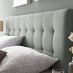 Modway Lily Tufted Linen Fabric Upholstered King Headboard in Gray