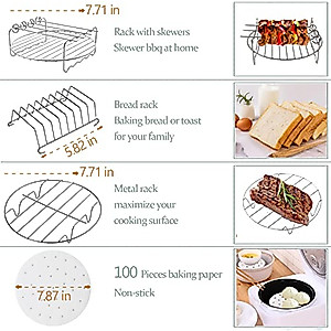 8 Inch Air Fryer Accessories 17Pcs Compatible with Chefman,Ninja,Gourmia,Cosori,Power XL,Instant Vortex Air Fryer,Fit All Above 4.2Qt Air Fryer,Oven Accessories