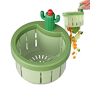 Sink Drain Basket Kitchen Food Cactus Design Sink Drain Basket Corner Strainer Sink Filter Hanging Filtering Draining Rack Easy Cleaning Log-Free Kitchen Sink Drain Stopper for Bathtub, Shower, Green