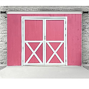 Lofaris Pink Barn Wooden Door Photography Backdrop Vintage Western Farm Background Cowgirl Happy Birthday Baby Shower Newborn Party Decorations Kids Portrait Photo Booth Props 7x5ft