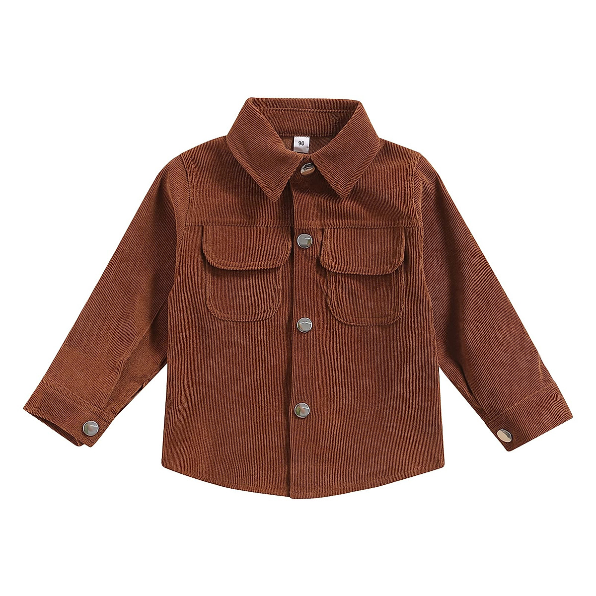 Toddler Baby Boy Girl Shirts Fall Winter Corduroy Jacket Kids Button Down Shirt Solid Color Tops (Brown, 18-24 Months)