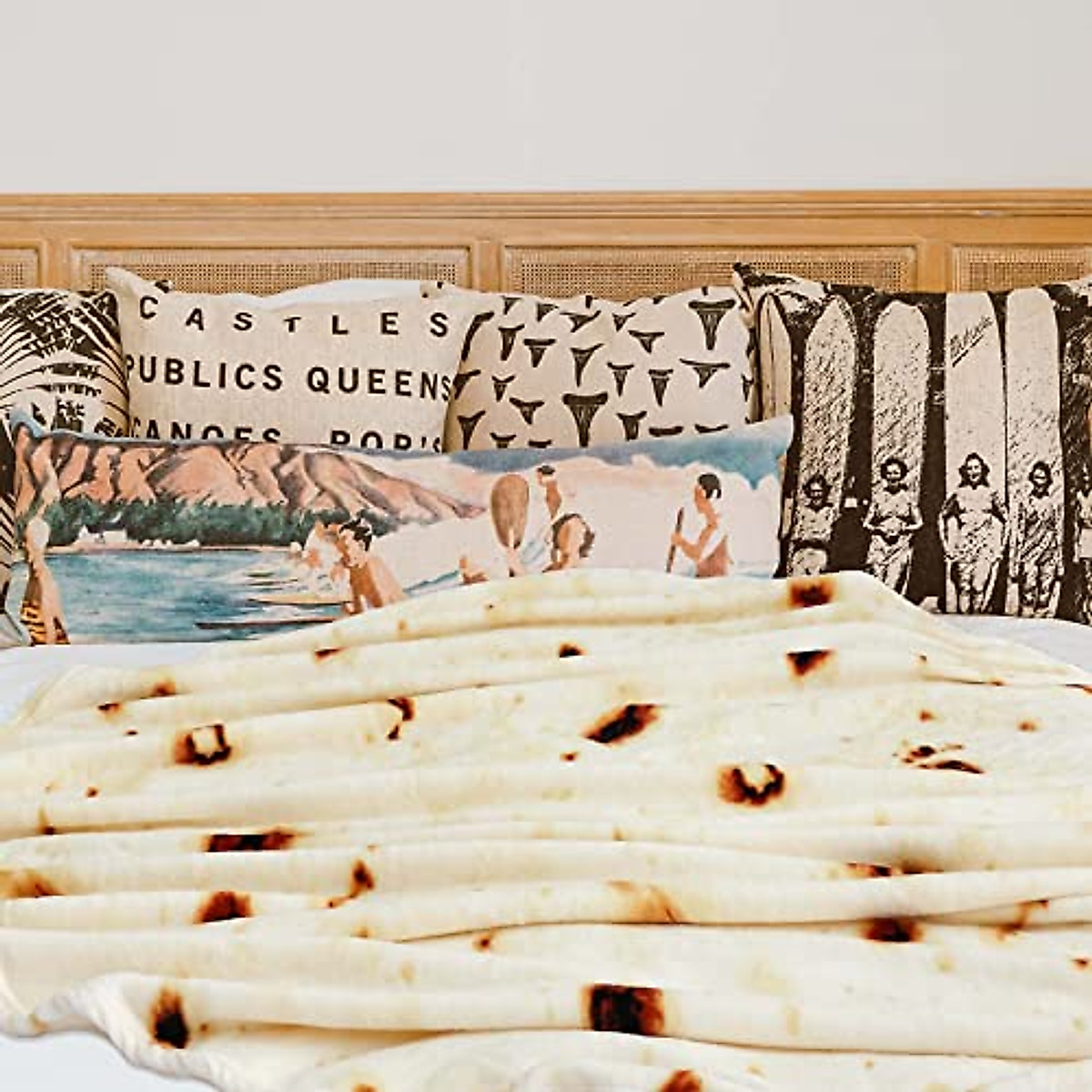 Excervent Tortilla Burritos Wrap Blanket for Adults and Kids, 290 GSM Double Sided Funny Realistic Food Blanket, Novelty Tortilla Blanket, Super Soft Taco Flannel Throw Blanket, 47 inch Beige