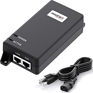 PROCET 10 Gigabit PoE Injector 60W PoE++ Power Injector IEEE802.3at/af Compliant for Wireless AP, WiFi 6, PTZ Camera, PoS, Kiosks, PT-PSE104GB-60-10
