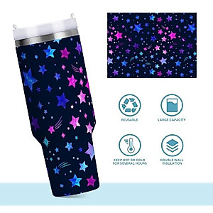 ARGTILDN 40 oz Tumbler Galaxy Starry Sky Insulated Travel Mug with Handle and Straw Lid Stainless Steel Vacuum Coffee Cup Tea Beverage Container Water Bottles for Car Sports office