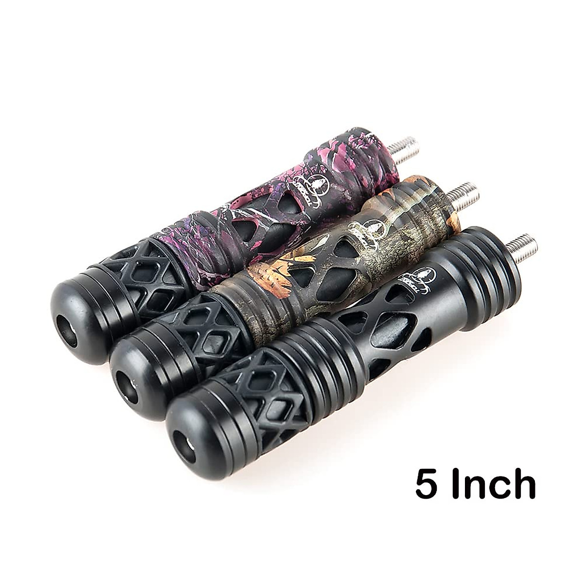 ZSHJGJR Archery Bow Stabilizer Balance Bar Rod 5” / 8” Compound Bow Bow Stabilizer Vibration Damping Shock Absorber for Compound Bow Hunting Shooting Accessories (5 inch, Green camo)