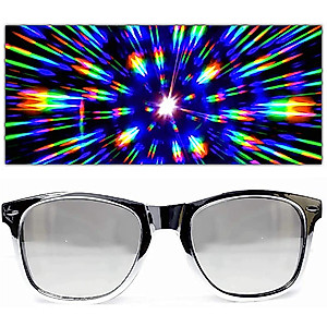 GloFX Chrome Diffraction Glasses – Silver Mirror - Rave Rainbow EDM Diffraction Chrome Silver