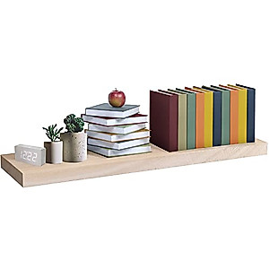 Habudda Floating Shelves for Wall Decor, Bedroom Bathroom Storage Wood Shelf, Farmhouse Rustic Home Kitchen Laundry, Wooden Hanging Mounted Plant Book Display Shelf, Extra Long 35.5in, 1-Pack