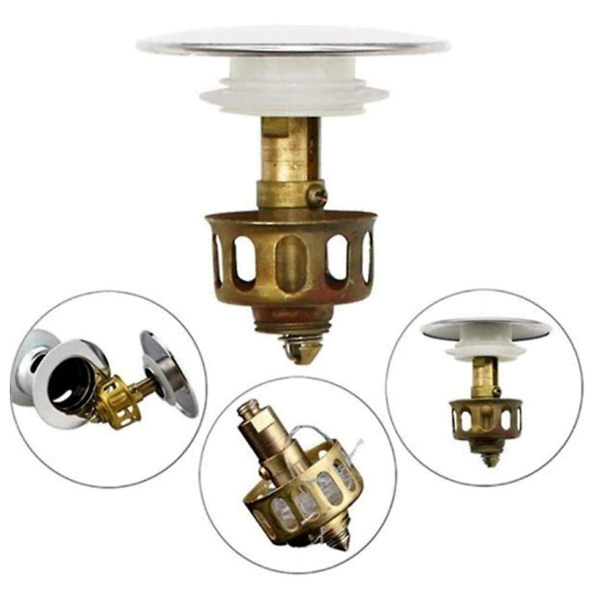 WAGA Sink Up Drain Stopper Basin Bathroom Lavatory Kitchen Bathtub Accessories Basin Metal Washbasin Core Bounce Plug