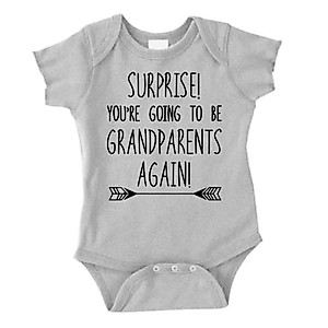 Pregnancy Announcement for Grandparents Size 0-3 Months: Your Going to Be Grandparents Again Baby Announcement for Family Romper Gray. Baby Boy Girl - Baby Announcement Onesie Baby Announcement Gifts