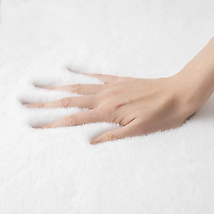 ORINOVA White Faux Rabbit Fluffy Fur Rugs for Bedroom Machine Washable Furry Area Rugs for Living Room Smal 2x4 Shag Runner Rug Nursery Rug