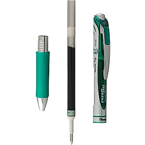Pentel EnerGel 0.7 mm Liquid Gel Ink Pens - Pack of 5 Green Deluxe RTX Energel Pens with 3 Refills