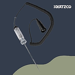Katzco Circuit Continuity Tester - 6-12 Volt with 12 Foot Lead and Light Indicator for Fuse Testing, Light Sockets, Short Circuits, Wires, Electricians, Mechanics, Homeowners and Car Batteries