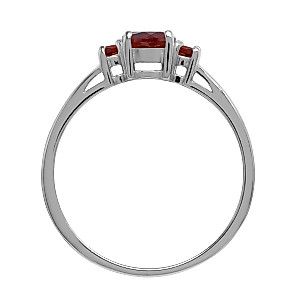 Silvershake Petite Natural Garnet White Gold Plated 925 Sterling Silver Promise Ring Size 9