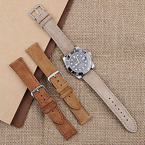 Onthelevel Suede Leather with Black Leather Back Watch Band Strap for Men or Women - 18mm 19mm 20mm 22mm 24mm | Multiple Colors (22mm, A-Tan)