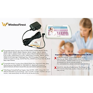 Power Supply Home Charger Adapter for Summer Infant 29000 29000A 29190A 28650A 28630 29240 28480 Baby Infant Monitor and Video Camera 10FT Long Cable Cord