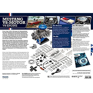 Franzis 1965 Ford Mustang K-Code 289 V8 Engine Model Kit with Collector's Book - Updated 2023 Version