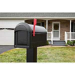 Architectural Mailboxes Barrington Galvanized Steel Post Mount Mailbox, Compatibility Code F, 7900-1B-R-10, Black, Large Capacity