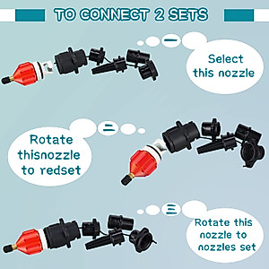 Treela Inflatable Pump Adaptor Air Pump Adapter Compatible with SUP Inflatable Car Air Compressor Valve Adapter with 9 Air Valve Nozzle for Paddle Board Inflatable Boat (Classic,Orange, Blue)