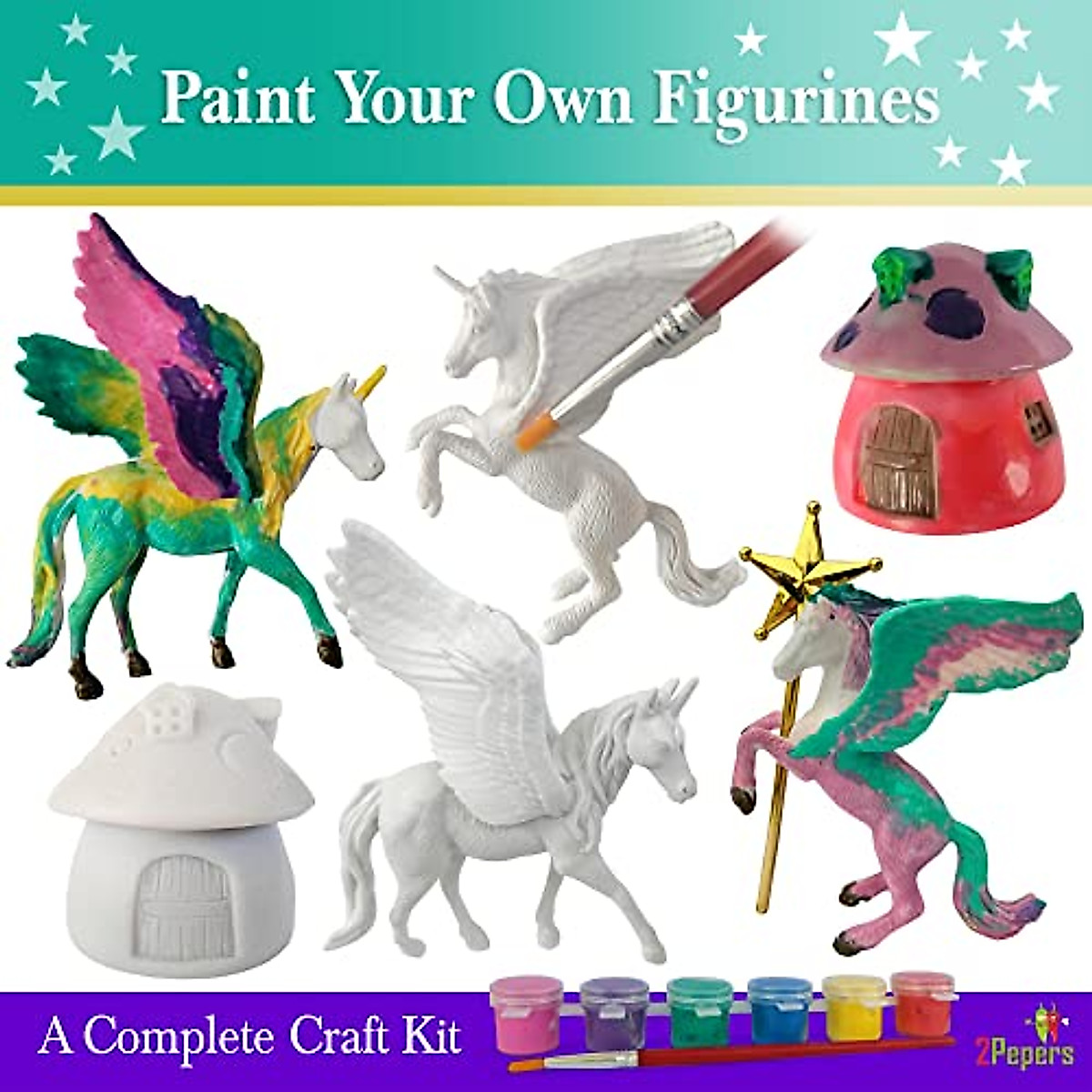 Light-Up & Paintable Fairy and Unicorn Terrarium Kit for Kids, Birthday Gifts For Girls, Unicorn Toys, DIY Arts & Crafts Presents Stuff for Age 4 5 6 7 8-12 Year Old Girl Gift, Science Clay Activities