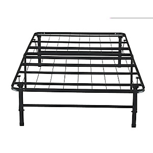 IdealBase 14" Twin Bed Frame Heavy Duty Foldable Bed Frame Folding Bed Frame with Steel Metal Slats Mattress Foundation Box Spring Replacement 600lbs Capacity Platform Bed Twin Bed Frame Size, Black
