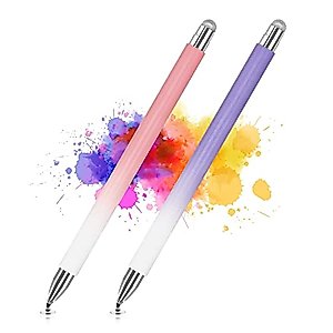 Stylus Pen for iPad (2 Pcs), Universal Touch Screens Stylus Pens High Sensitivity Disc & Fiber Tip Pencils Compatible with Apple/iPhone/iPad/Android/Tablets and All Capacitive Touch Screens