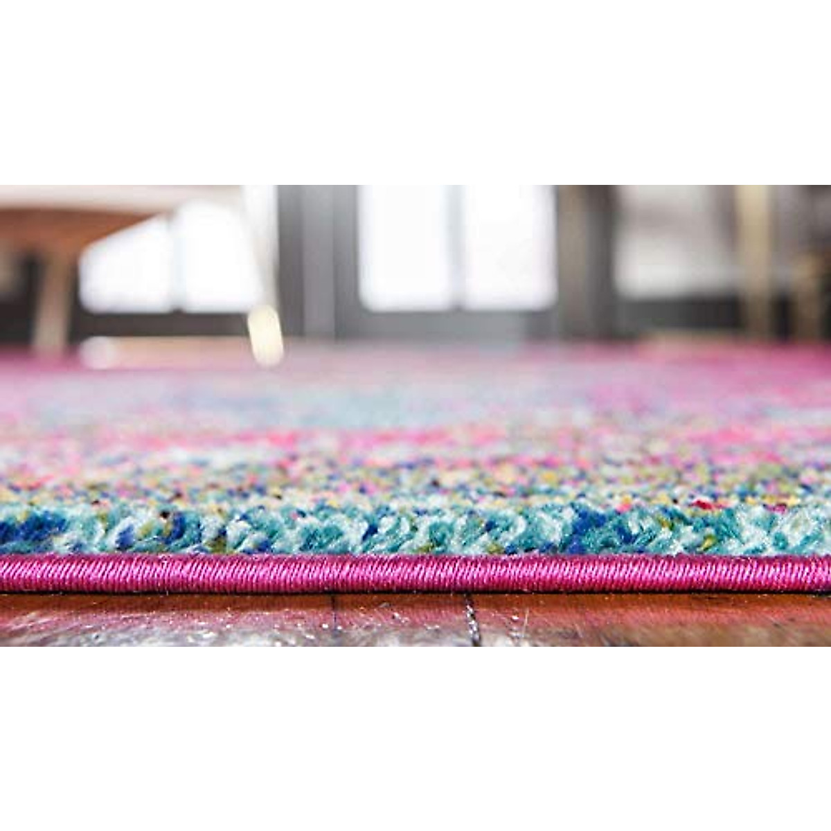 Unique Loom Vita Collection Saturated Over-Dyed Traditional Gradient Area Rug, 4 ft x 6 ft, Fuchsia/Light Blue