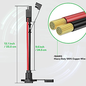 Bateria Power Solar Connectors 30A Y-Branch Cable +SAE Connector 10AWG SAE Power Socket Sidewall Port for Solar Generator Battery Charger