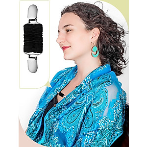 WILLBOND 3 Pieces Fit Dress Cinch Clip Vintage Sweater Shawl Clip Retro Cardigan Collar Clip Brooch Clip for Women(4.33 Inch,Black, White, Gray)