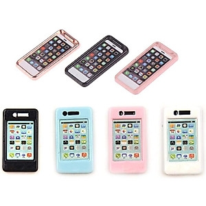 Welecom 7Pcs Dollhouse Mini Mobiles Phones Scene Miniatures Cell Phones Metal Simulation Cellular Phone Doll Phones Telephones Model Play Scene DIY 1/12 1/6 Scale Dolls House Decor Kid Pretend Toys
