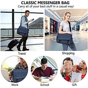 Messenger Bag for Men, Lightweight Water Resistant 15.6 Laptop Shoulder Bag for Business Office by Vonxury Blue