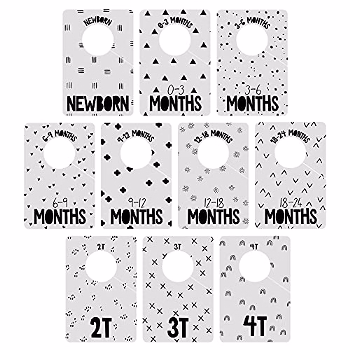 Canopy Street Gender Neutral Closet Baby Clothing Dividers/Modern Pattern Closet Organizers for Newborn to 4T Clothes / 4" x 6" Gray Nursery Wardrobe Dividers