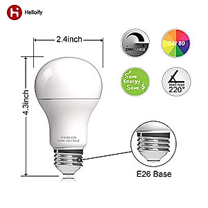 Helloify A19 LED Light Bulb, 9W (60W Equivalent), 806 Lumens, 2700K Soft White, Energy Saving Lamp for Office/Home, Non-dimmable, E26 Screw Base, 6 Count (Pack of 1)